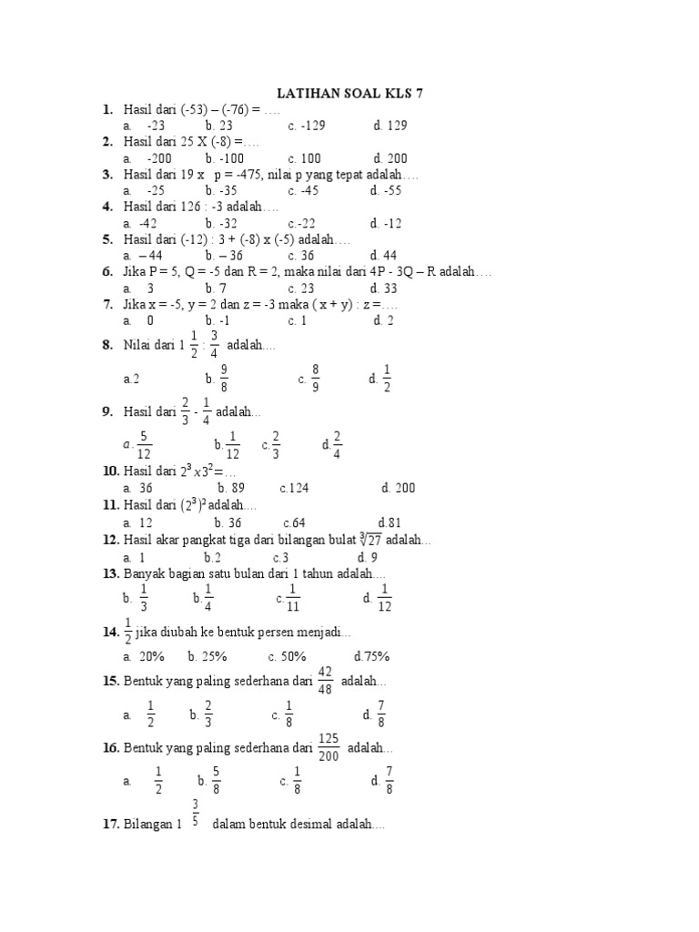 Latihan Soal KLS 7 | PDF | Metode & Bahan Ajar