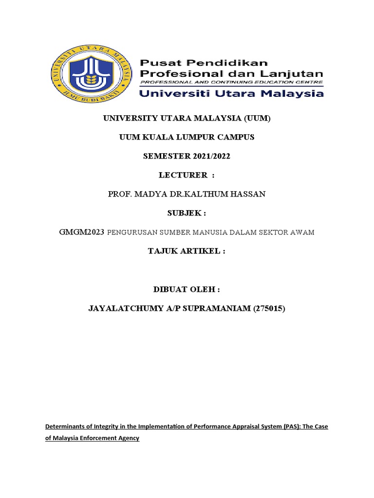 University Utara Malaysia (Uum) Uum Kuala Lumpur Campus SEMESTER 2021/ ...