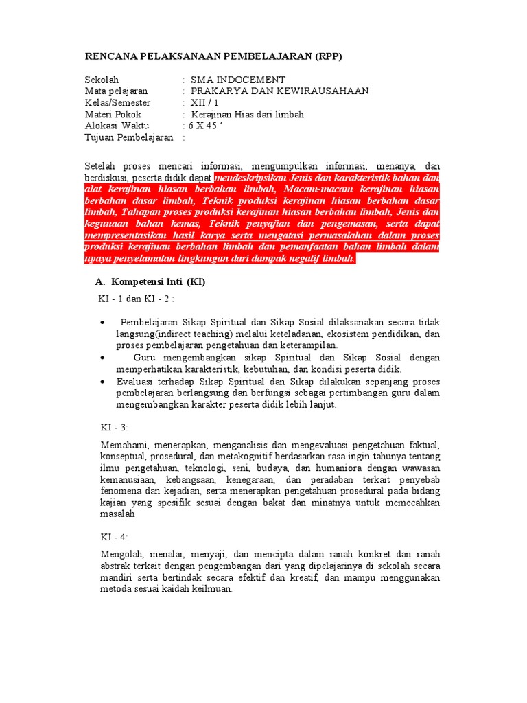 12 - RPP Pkwu - Adiwiyata | PDF