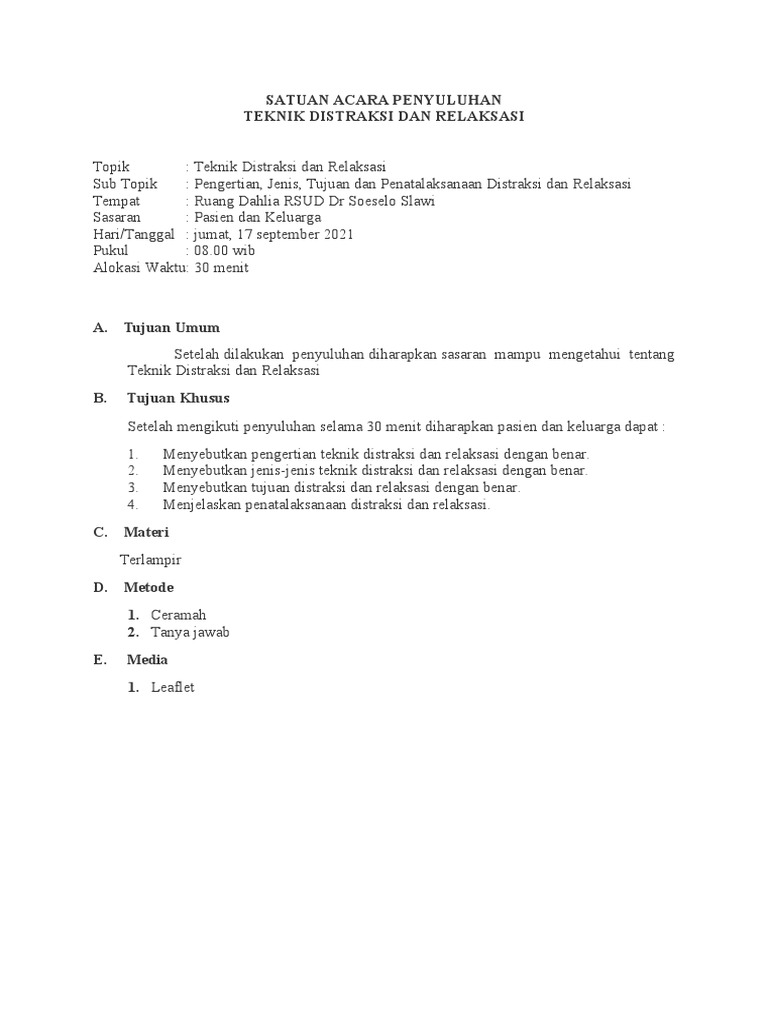 Teknik Distraksi dan Relaksasi | PDF