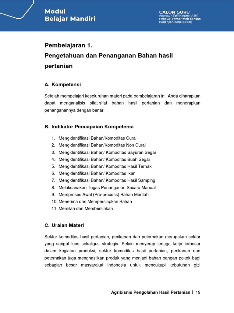 PPPK SMK Agribisnispengolahanhasilpertanian PB1 | PDF