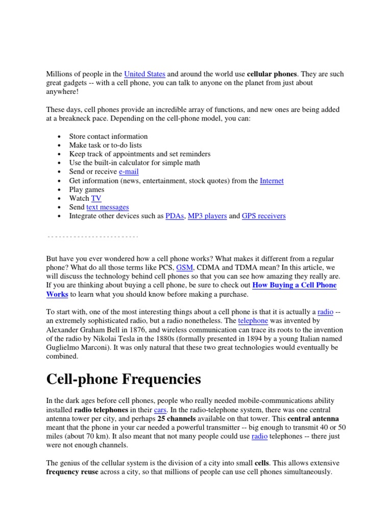 Cell-Phone Frequencies: United States | PDF | Cellular Network | Duplex ...