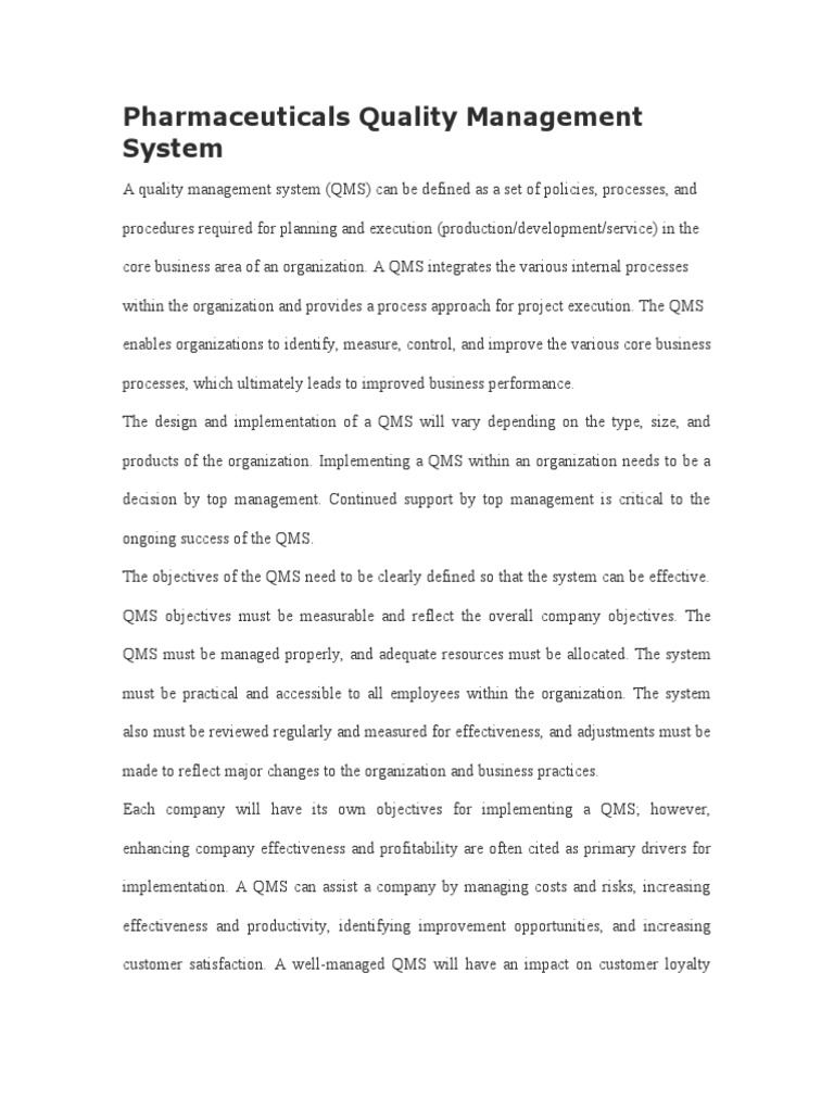 Quality Management System | PDF | Quality Management System | Quality ...
