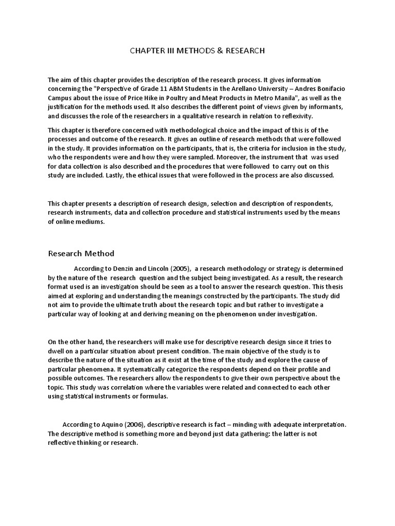 Chapter Iii Methods | PDF | Questionnaire | Sampling (Statistics)