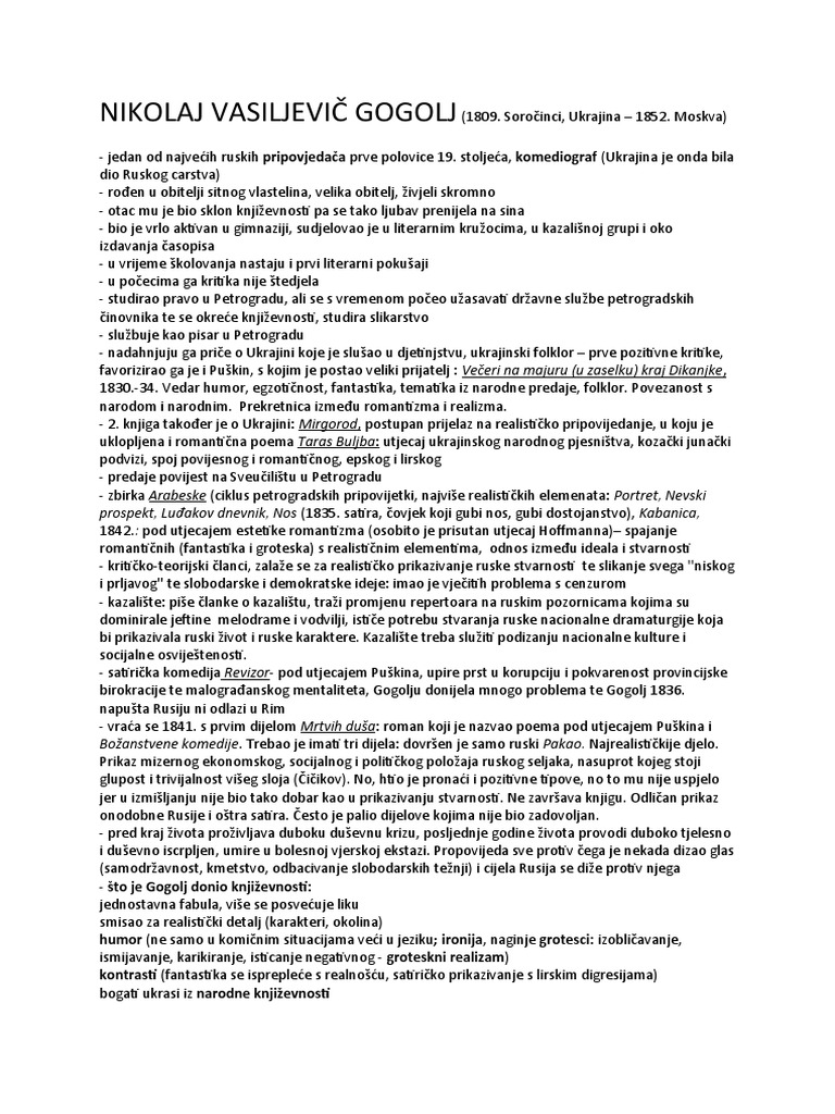 GOGOLJ Kabanica | PDF