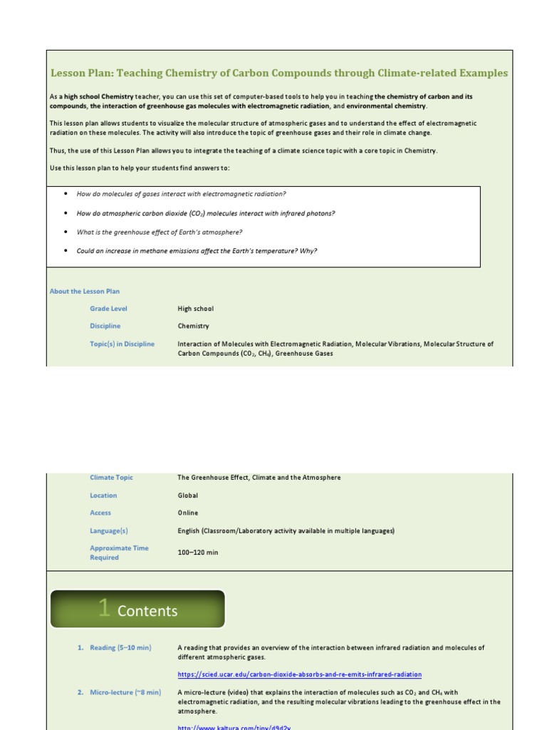 Lesson Plan: Teaching Chemistry of Carbon Compounds Through Climate ...