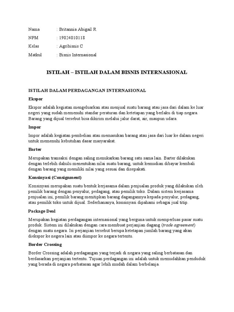 Bisnis Internasional Istilah | PDF