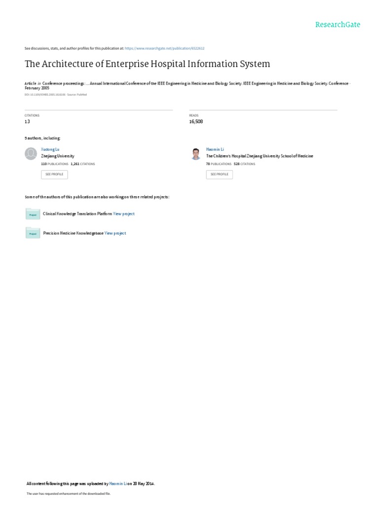 The Architecture of Enterprise Hospital Information System: Article ...