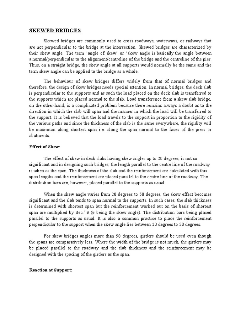 Skewed Bridges: Effect of Skew | PDF | Bridge | Angle