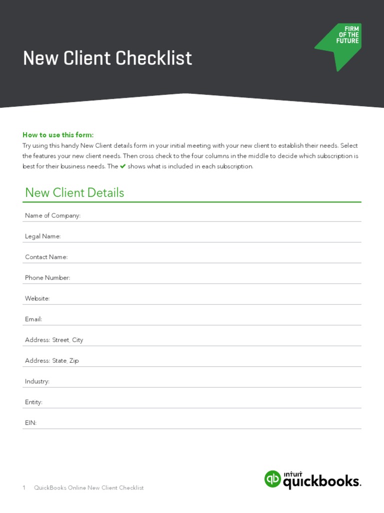 QBO - Onboarding-New-Client-Checklist - Interactive | PDF | Quick Books ...