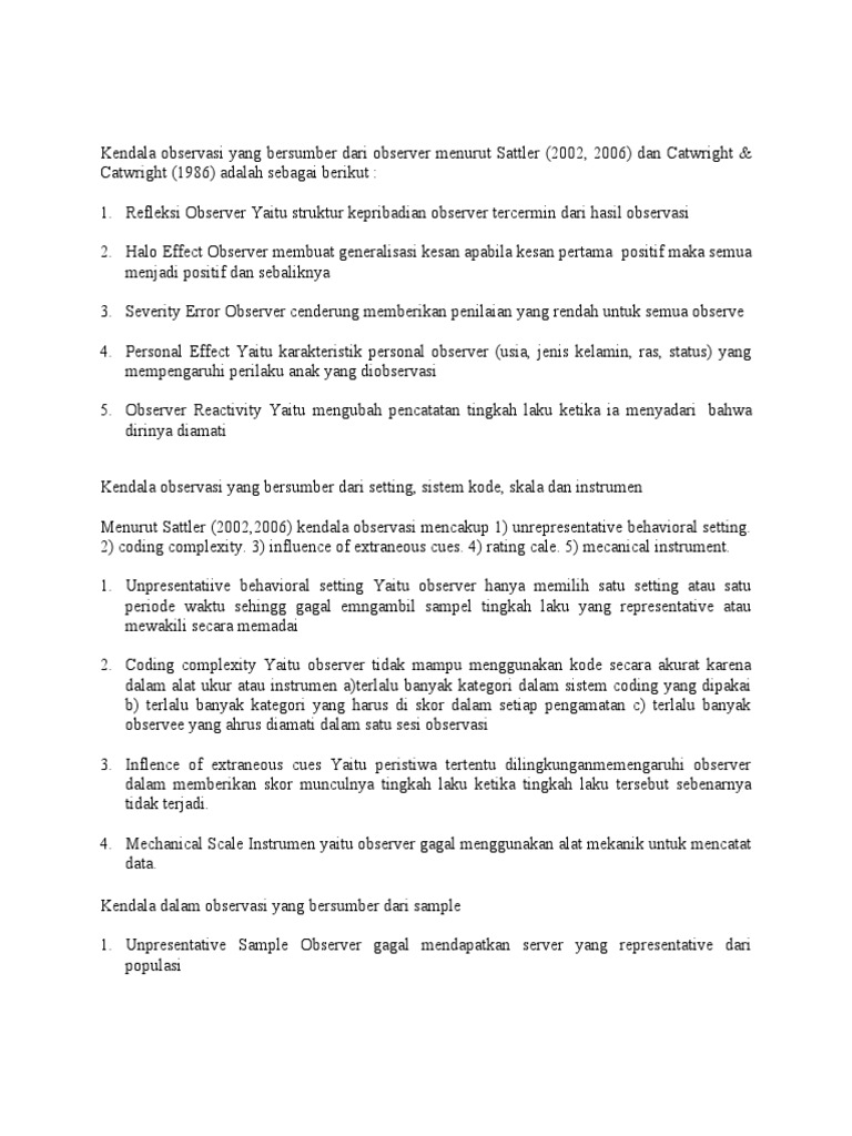 Kendala Observasi Menurut Sattler | PDF | Sains & Matematika | Komputer