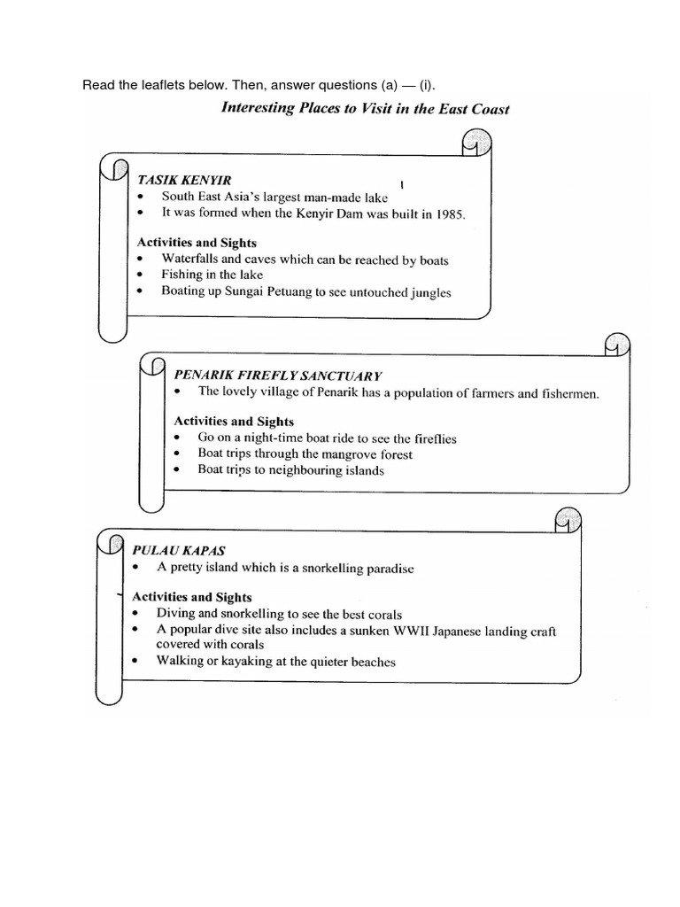Read The Leaflets Below. Then, Answer Questions (A) - (I) | PDF
