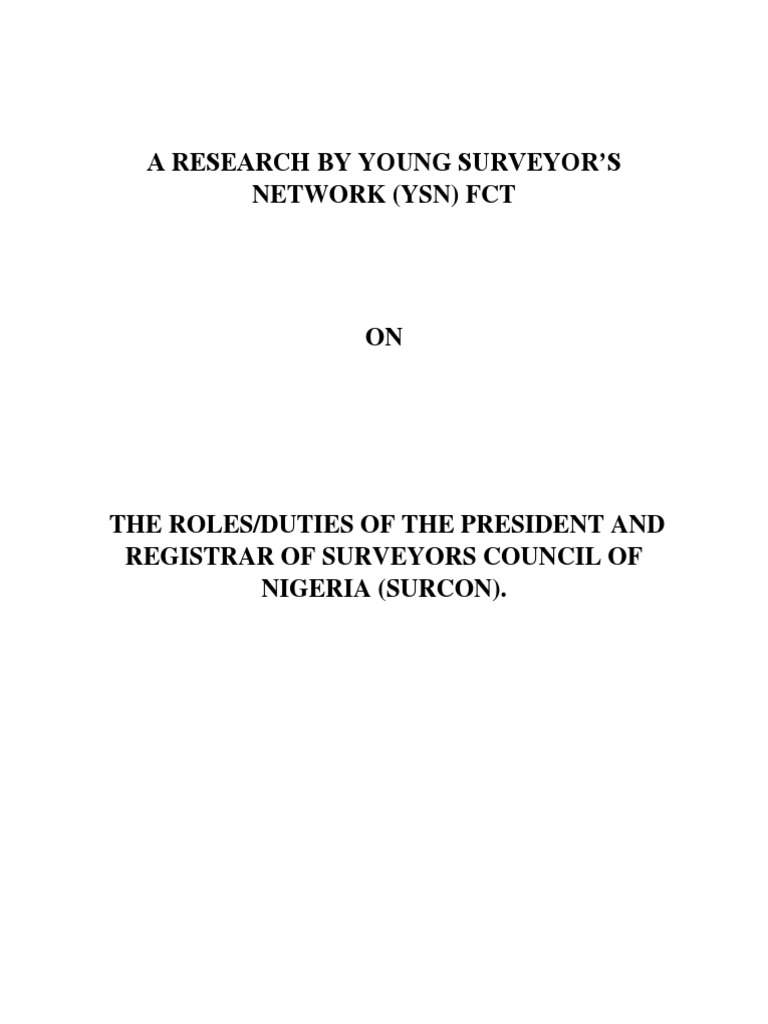 Roles & Duties of The President and Registrar of SURCON | PDF | Surveying | Profession