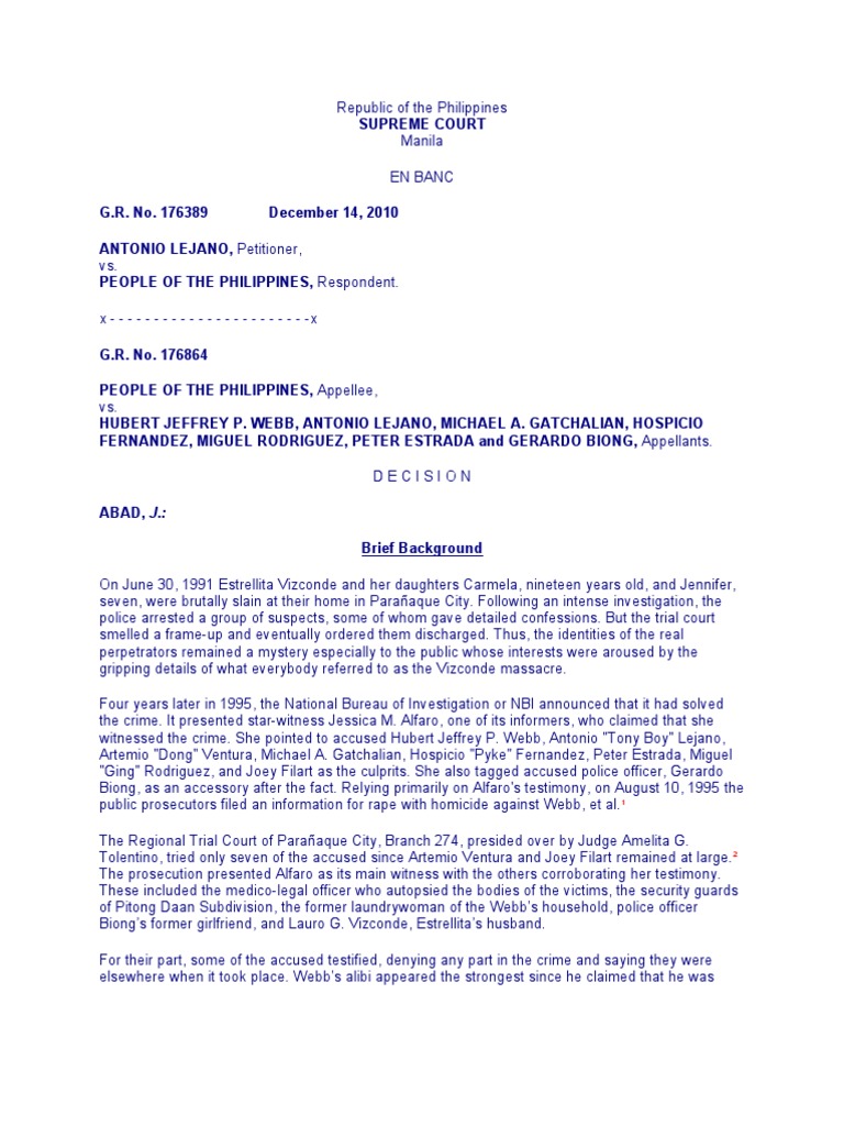 Hubert Webb Case (FULL TEXT) | PDF | Public Law | Judiciaries