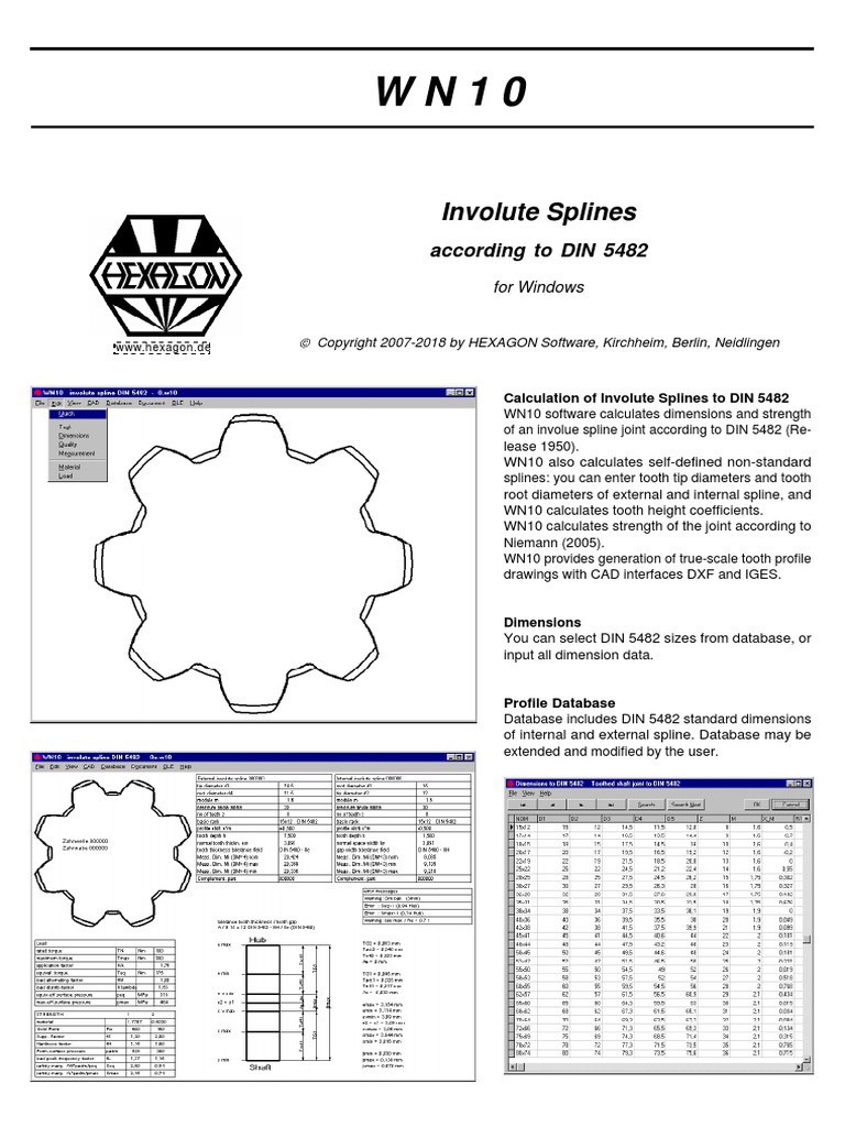 Involute Splines: According To DIN 5482 | Download Free PDF | Engineering Tolerance | Computer ...