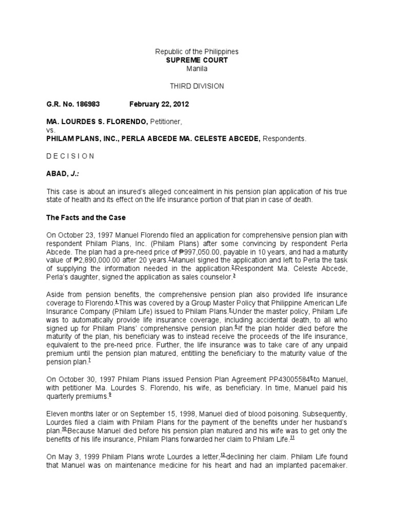 Florendo v. Philam Plans, Inc. | PDF | Life Insurance | Insurance