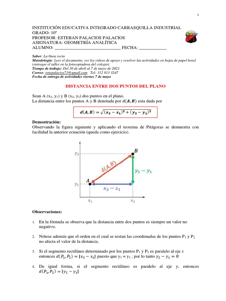 10º (Guia 4) La Linea Recta | PDF | Pendiente | Línea (geometría)