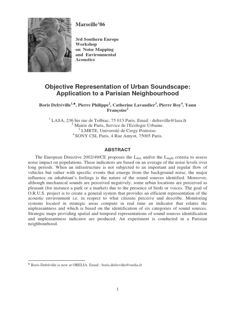 Urban Soundscape Analysis in Paris | PDF | Noise | Geographic ...