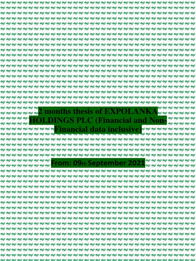 EXPOLANKA Holdings PLC 2 Months Thesis Part 1 | PDF