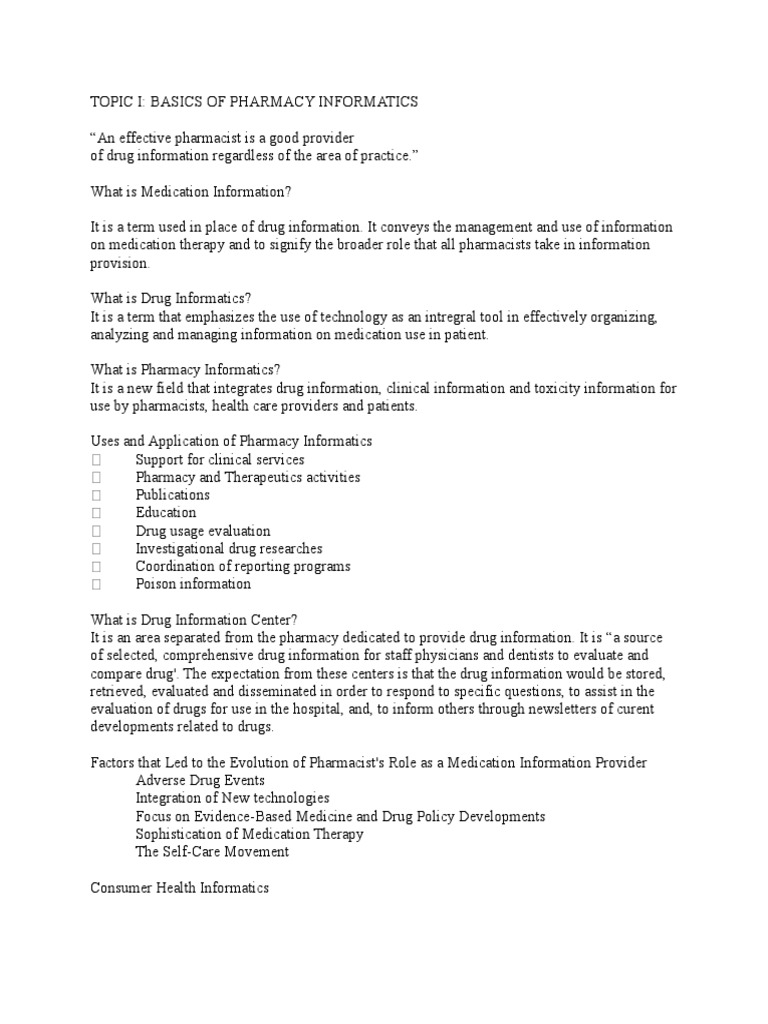 Basics of PharmInformatics | Download Free PDF | Pharmacy | Health ...