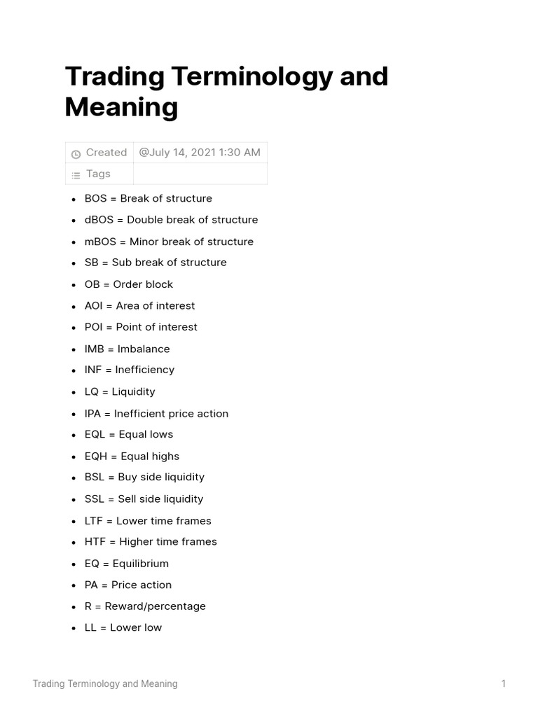 Trading Terminology and Meaning | PDF