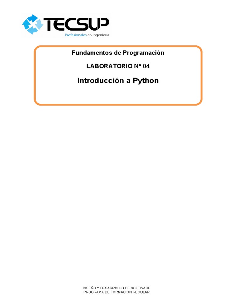 Lab 04 - Introducción A Python | PDF | Python (lenguaje de programación) | Laboratorios