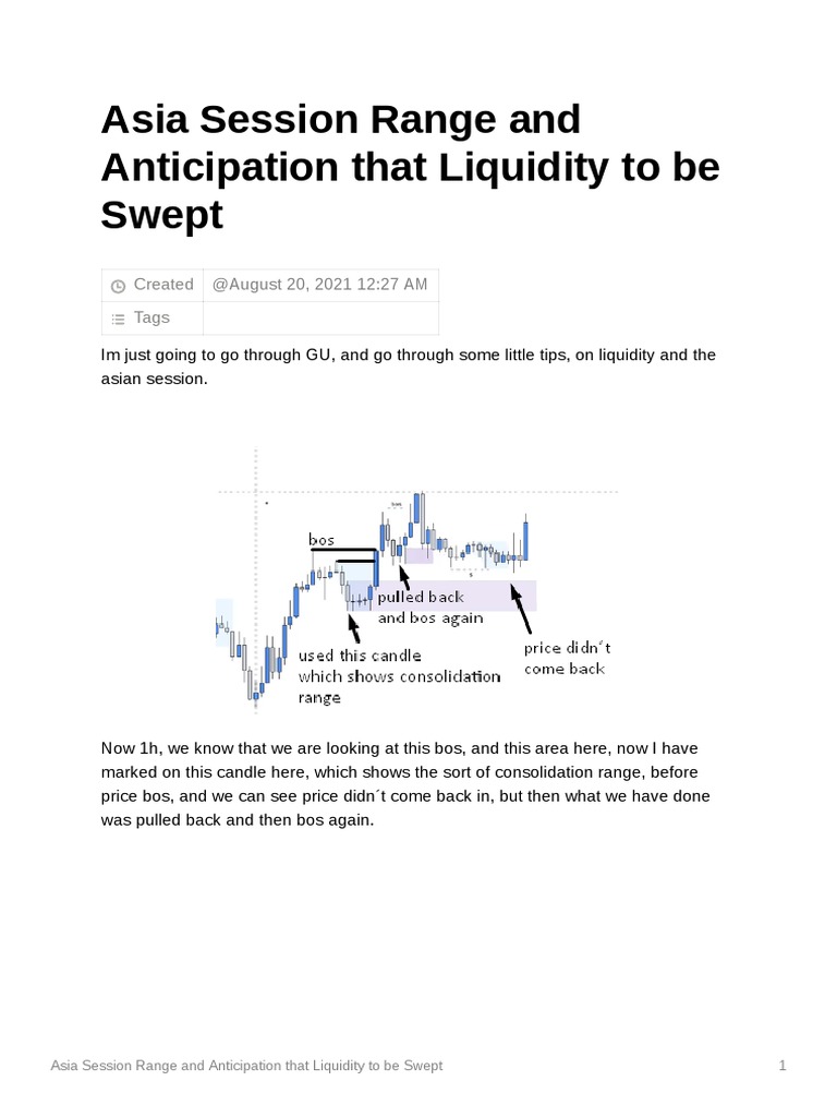 Asia Session Range and Anticipation That Liquidity To Be Swept | PDF ...