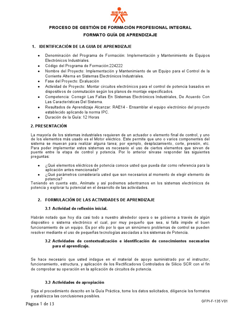 Guía Práctica EL SCR | PDF | Electrónica | Rectificador