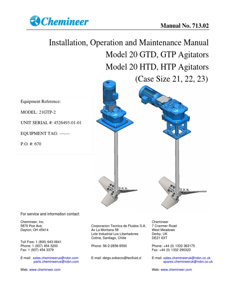 Chemineer Agitator Installation Manual | PDF | Humidity | Corrosion