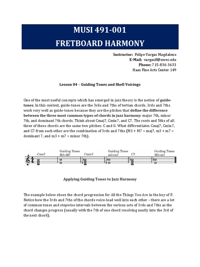 Applying Guiding Tones and Shell Voicings to Jazz Guitar Harmony | PDF ...