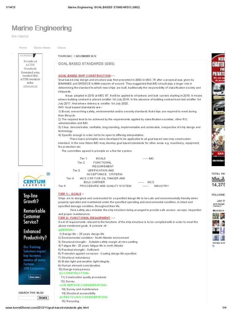 An Overview of the IMO's Goal Based Standards for Ship Construction and ...