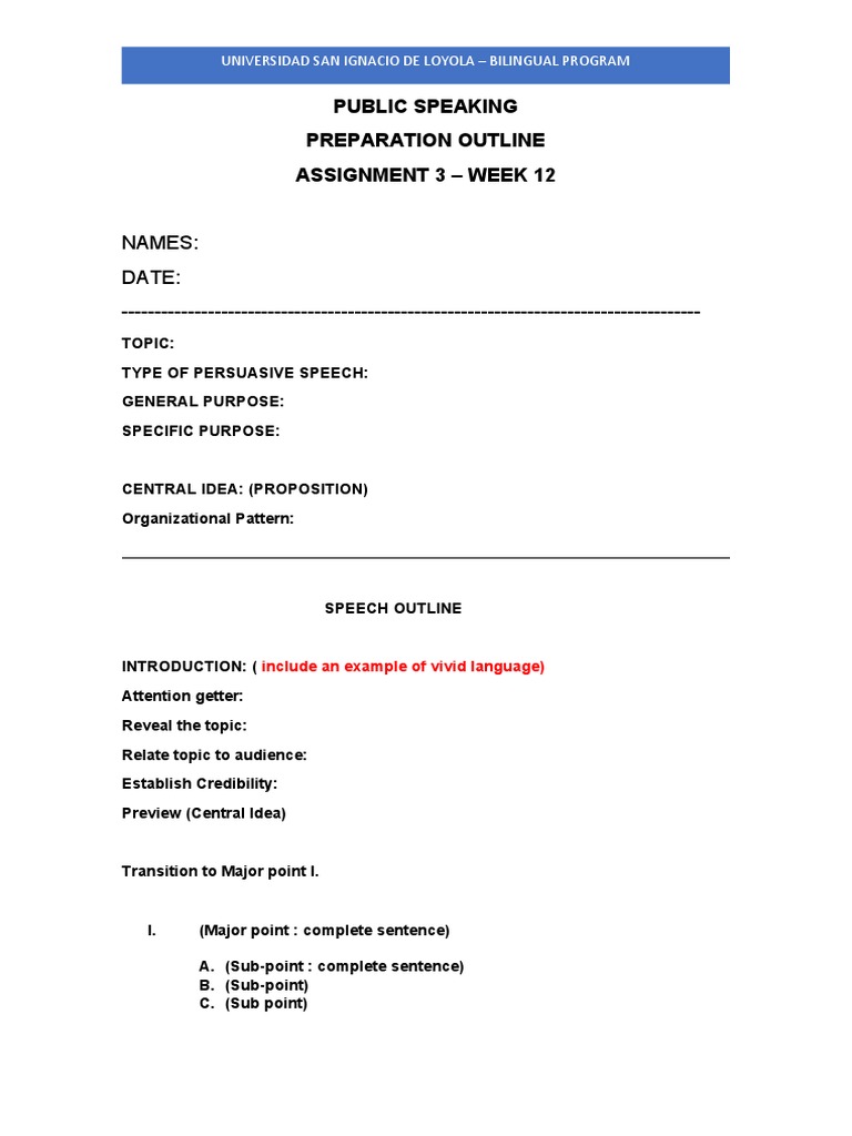 Public Speaking Outline Assignment 3 | PDF | Foreign Language Studies