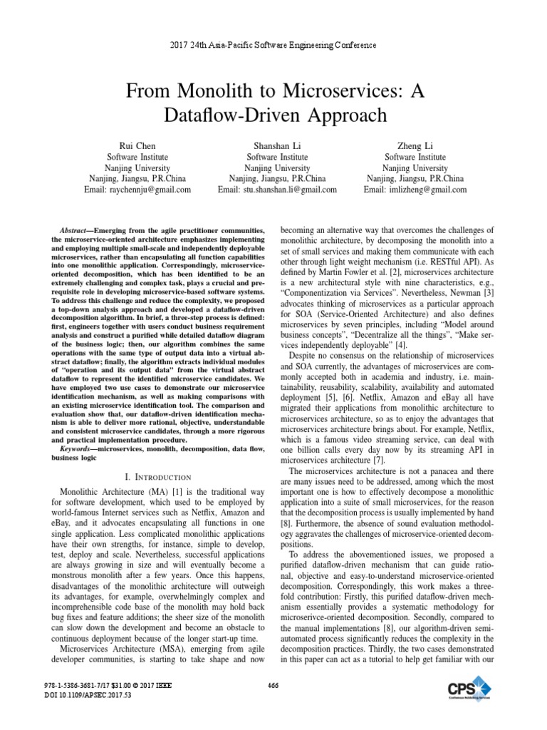 From Monolith To Microservices: A Data Ow-Driven Approach | PDF | Computer Science | Computing
