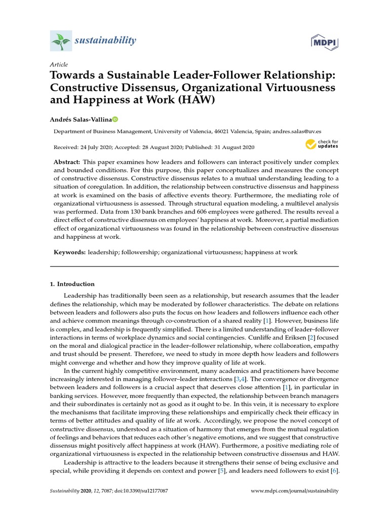 Towards A Sustainable Leader-Follower Relationship | PDF | Leadership ...