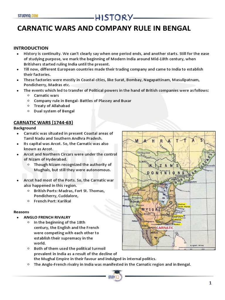 3.01 - Carnatic Wars and Company Rule in Bengal | PDF | Bangladesh | Bengal