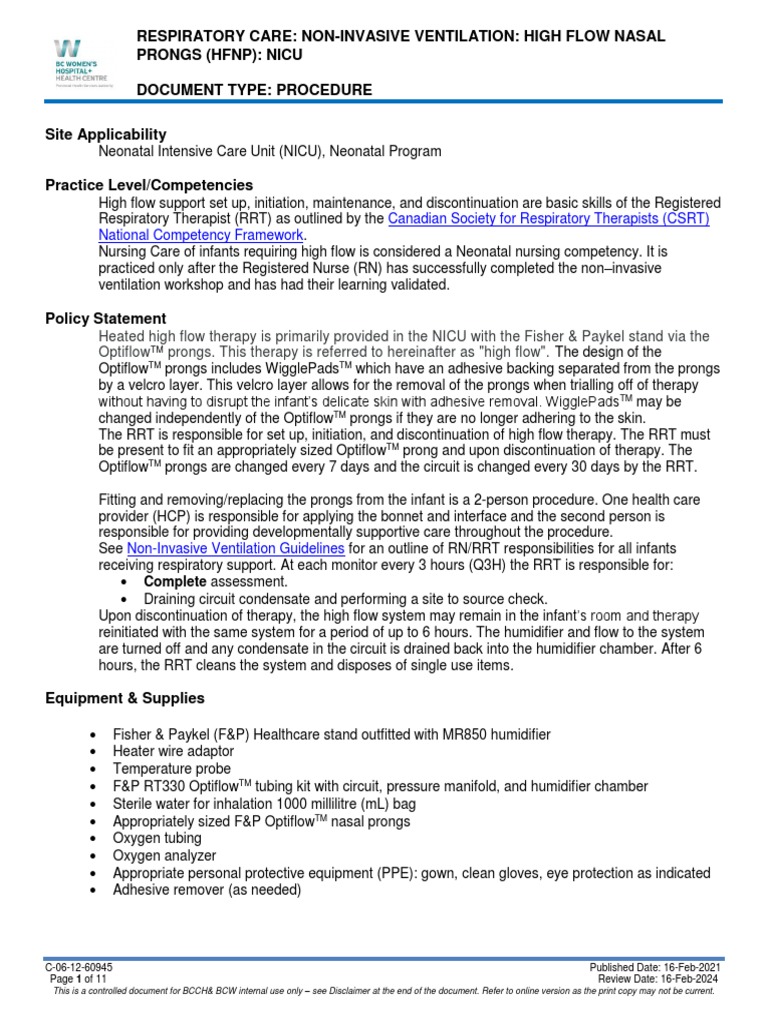 Respiratory Care Niv HFNP Nicu | PDF | Neonatal Intensive Care Unit ...