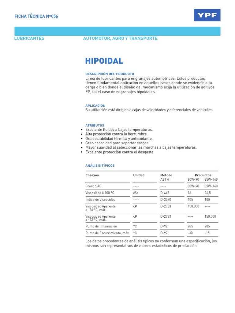 Hipoidal YPF | PDF | Engranaje