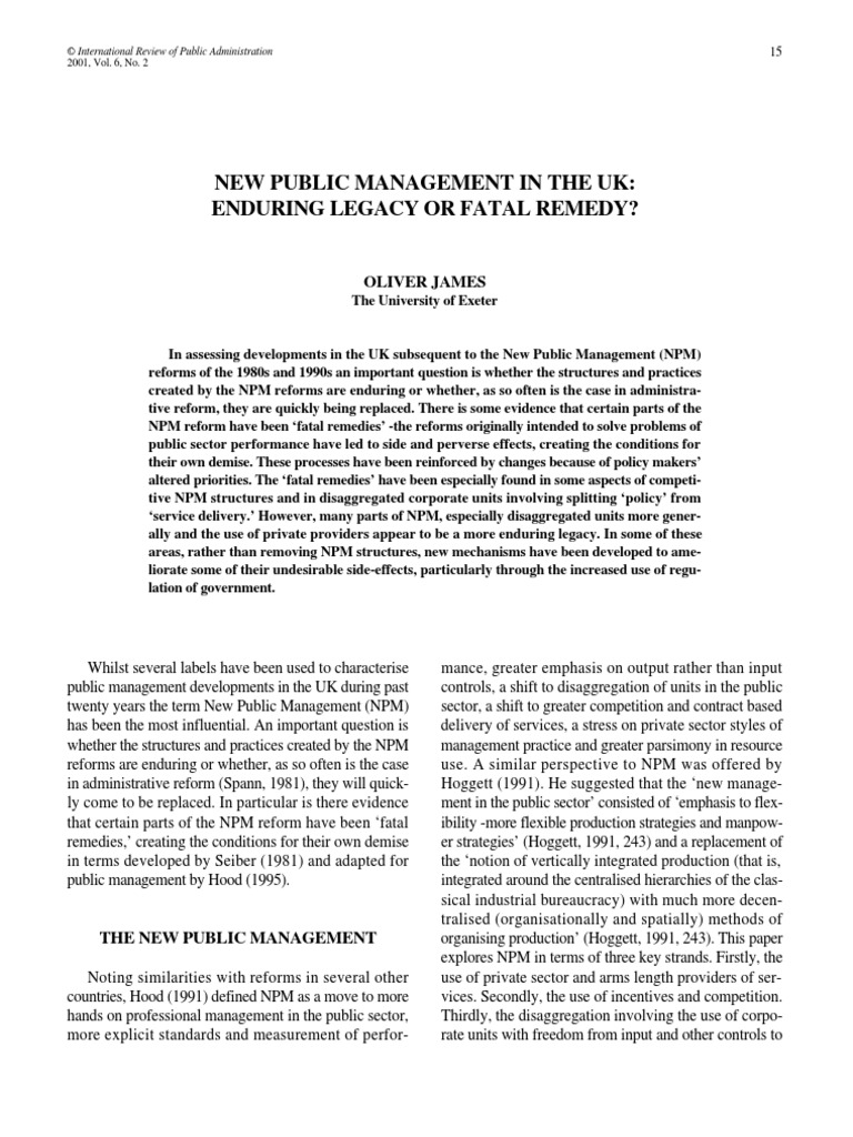New Public Management in The Uk | PDF | Welfare | Public Administration