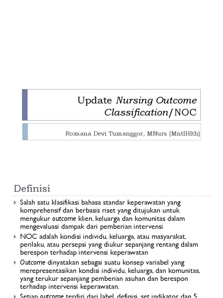 Update Nursing Outcome Classification - NOC | PDF
