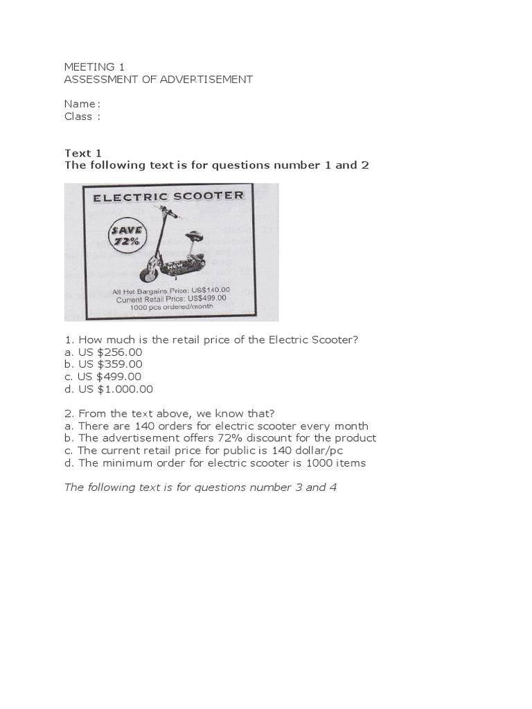 Soal Advertisement Simple | PDF