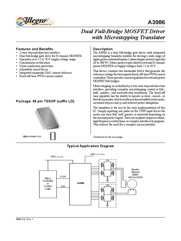 Dual Full-Bridge MOSFET Driver With Microstepping Translator | PDF ...