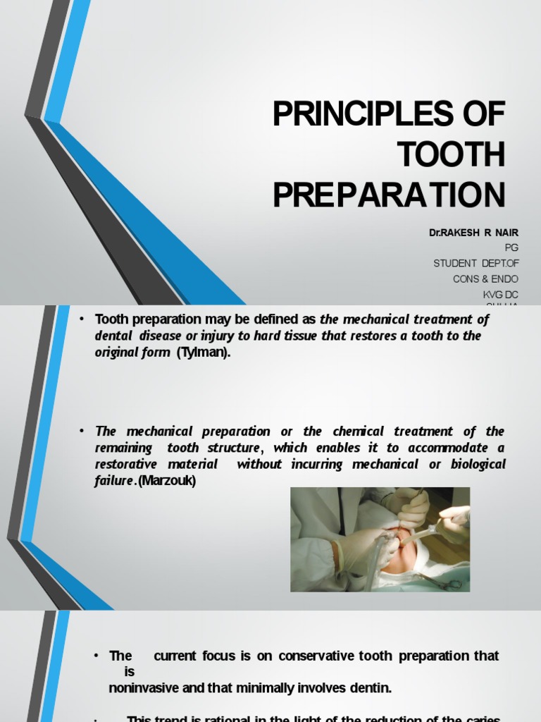 Principles of Tooth Preparation: DR - Rakesh R Nair | PDF | Mouth ...