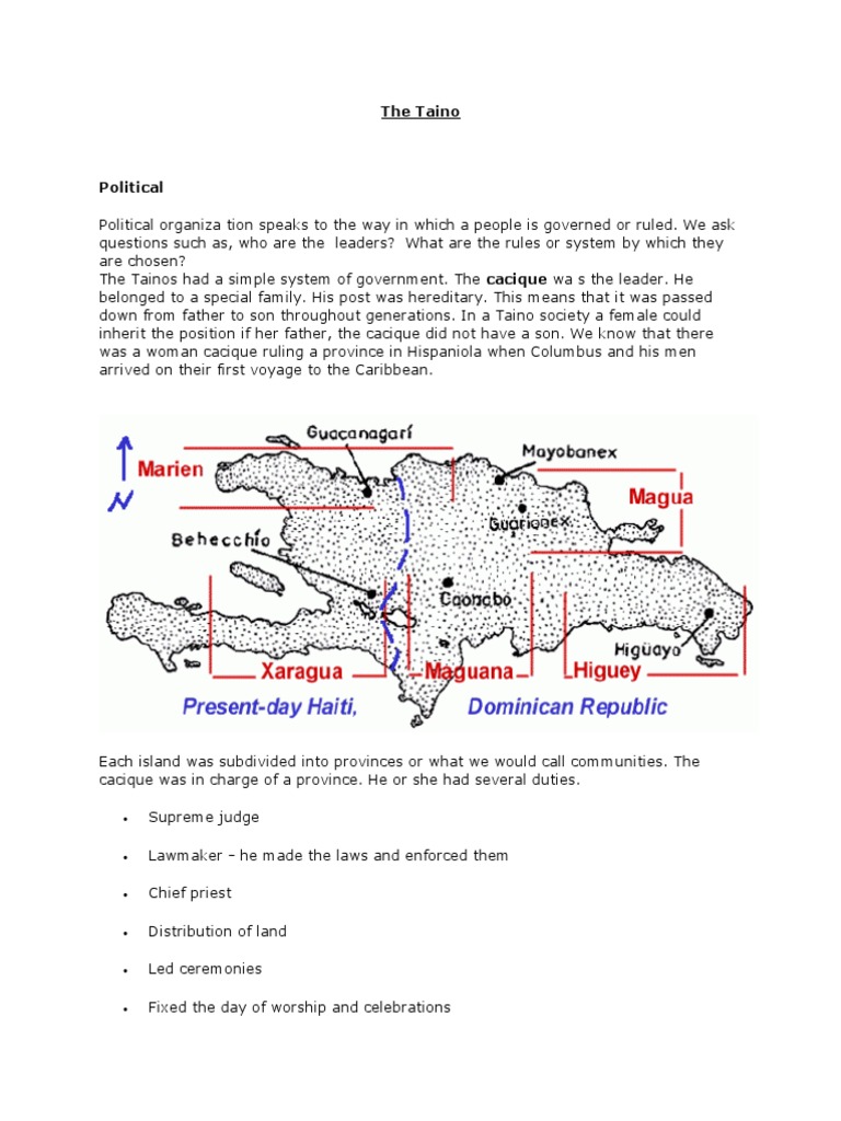 The Political, Social, and Economic Organization of the Taino People ...