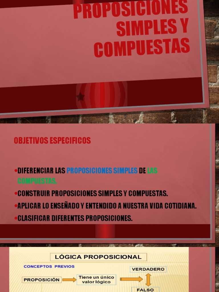7.proposiciones Simples y Compuestas | PDF | Proposición | Palabra
