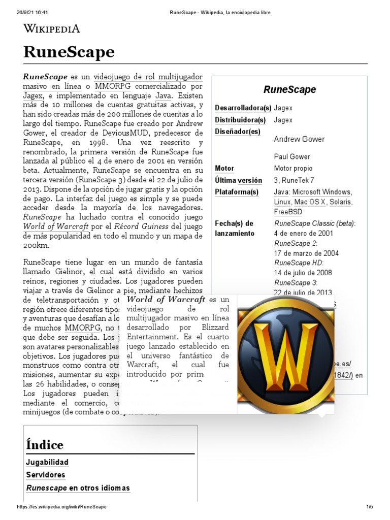 RuneScape - Wikipedia, La Enciclopedia Libre | PDF