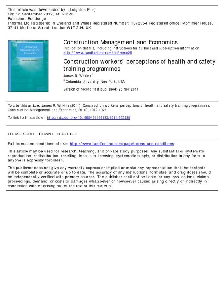 Construction Workers Perceptions of Health and Safety Training ...