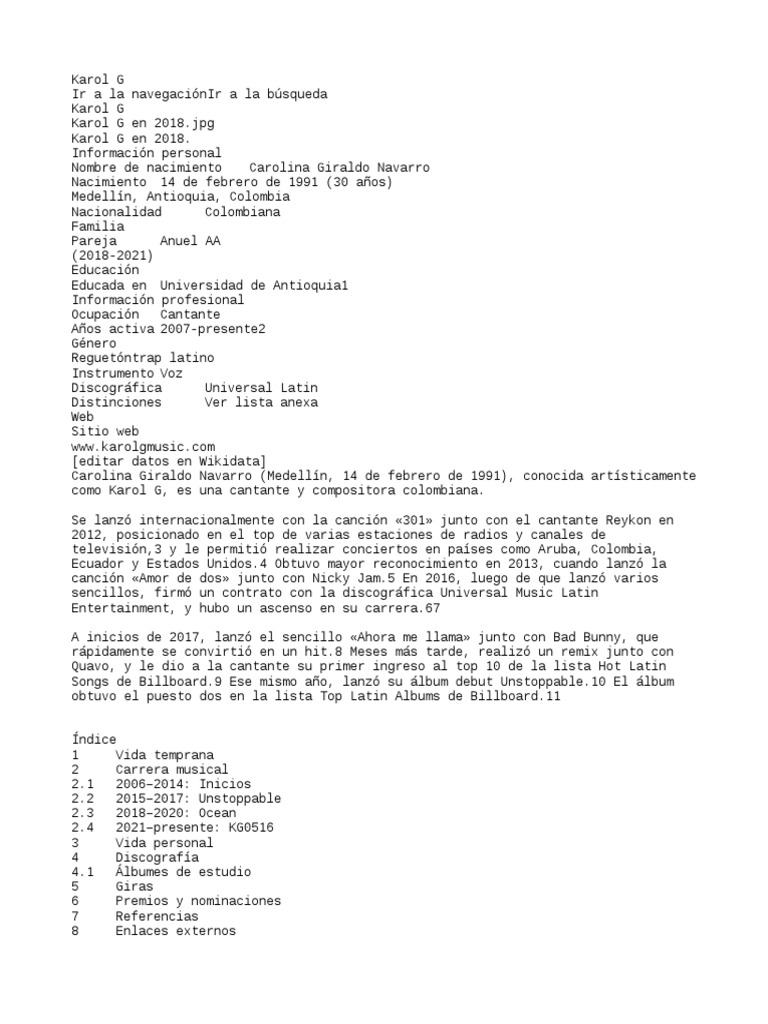 Karol G | PDF | Industria de la música