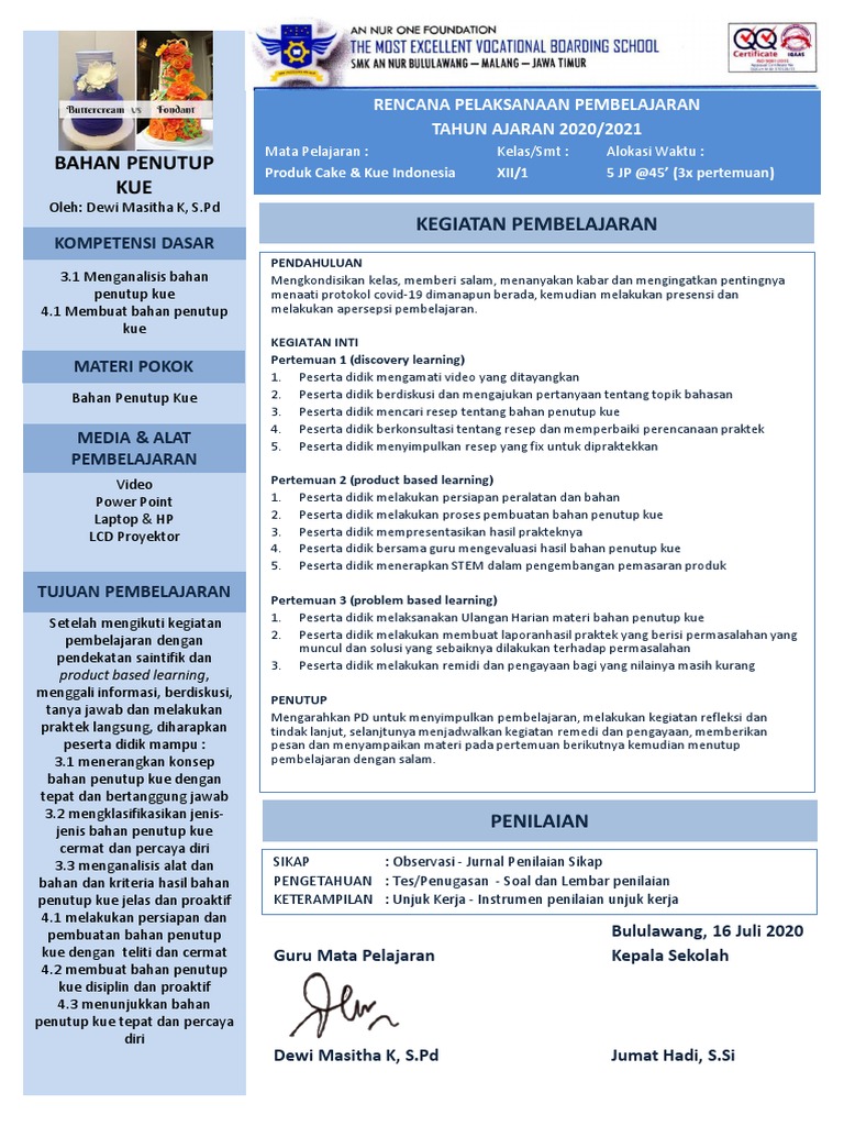 RPP Xii Cake (Rev) | PDF | Karier & Perkembangan | Seni