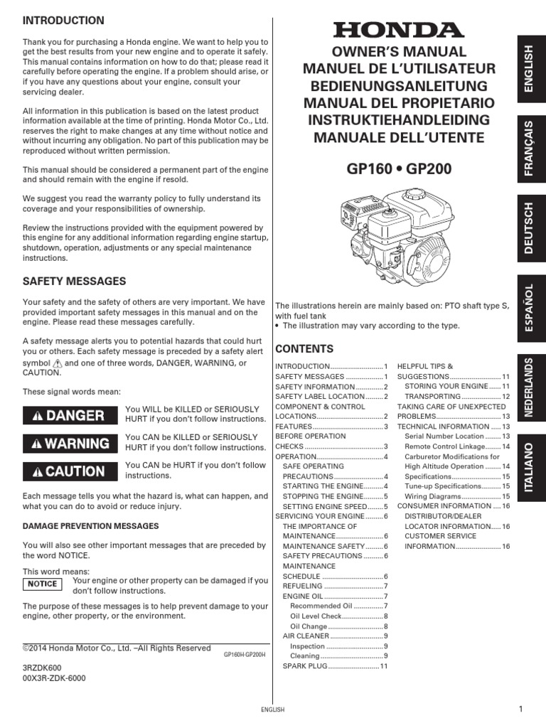 GP160 GP200 NL en FR de It SP (3RZDK600) | PDF | Gasoline | Throttle