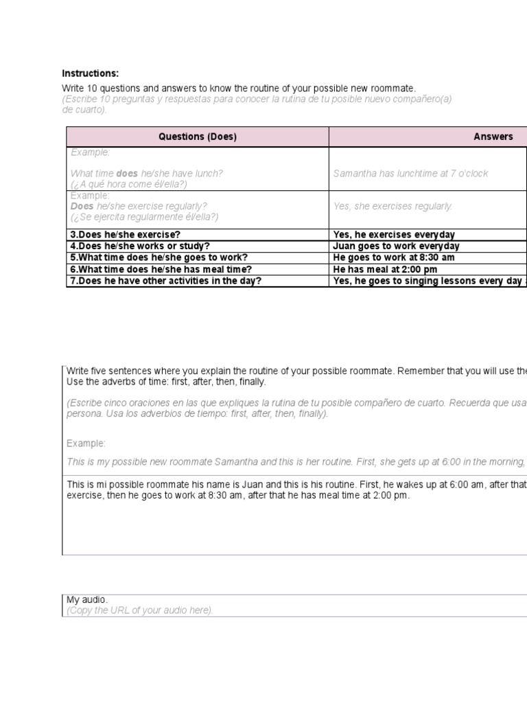 Understanding a Potential Roommate's Daily Schedule Through Targeted ...